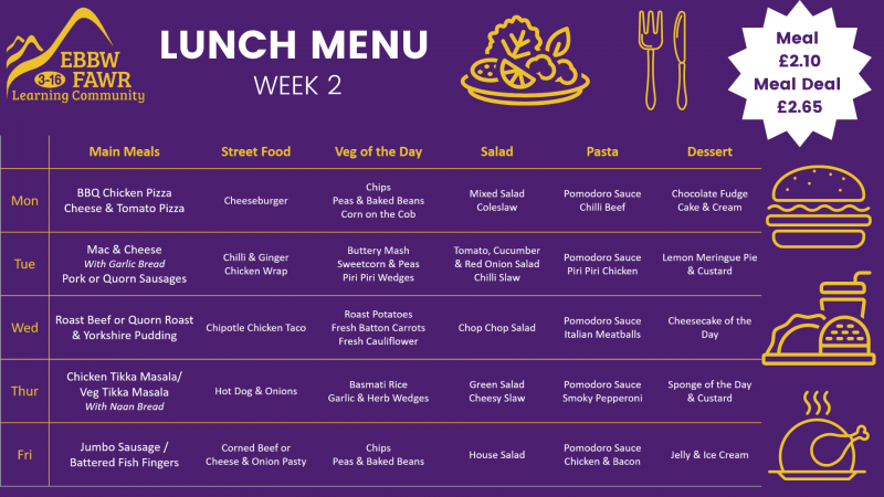 Dinner Menus – Ebbw Fawr Learning Community